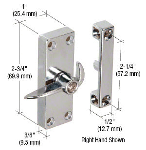 CRL Chrome Sliding Screen Door Latch and Strike with 2-1/4" Screw Hole